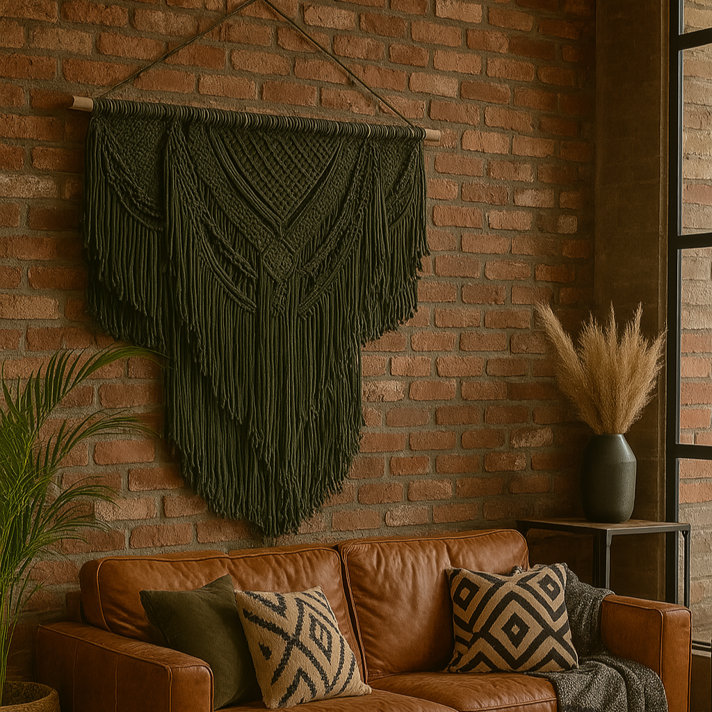 Handcrafted Medium Macrame Green – Clay & Colour