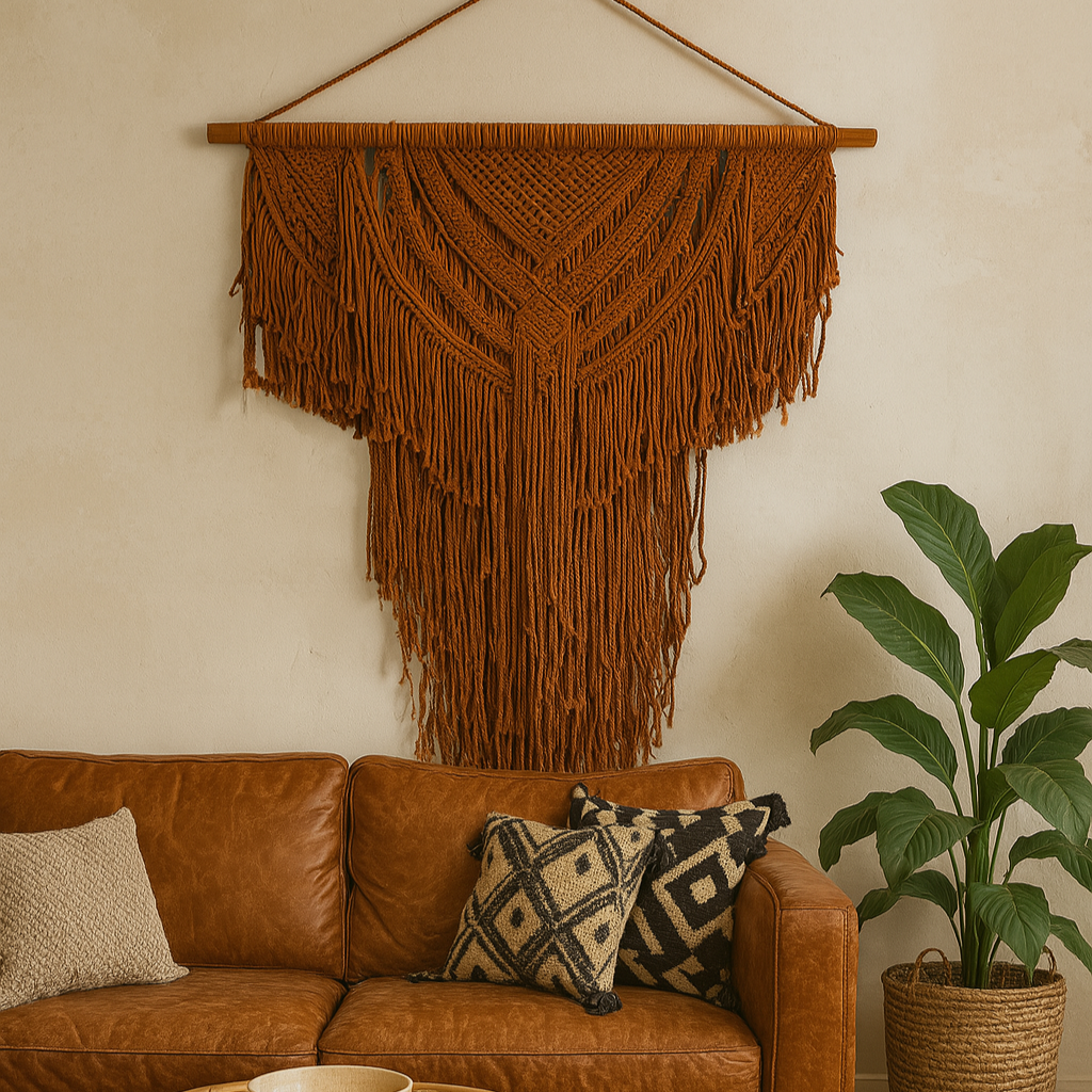 Handcrafted Medium Macrame Rust – Clay & Colour