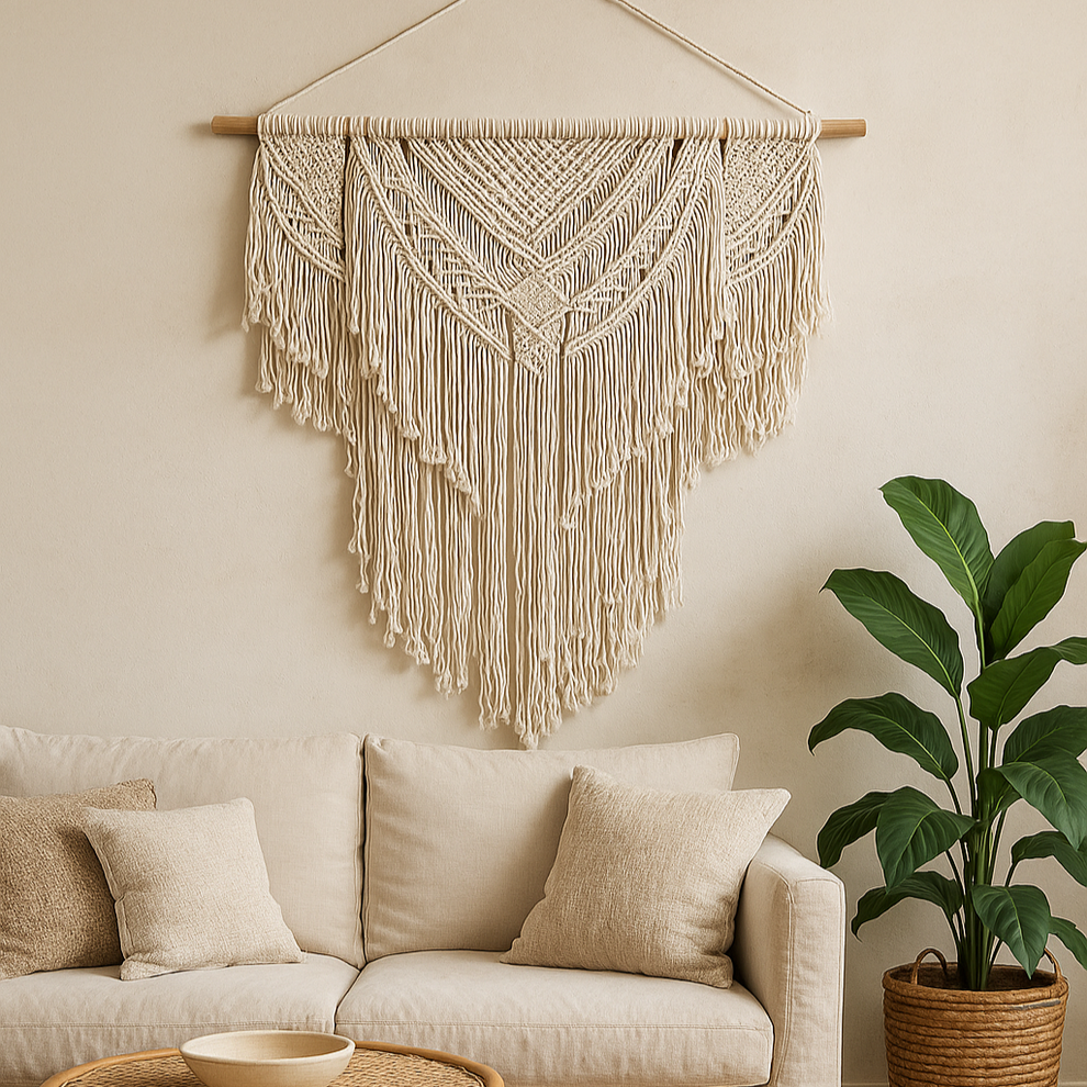 Handcrafted Medium Macrame Neutral – Clay & Colour